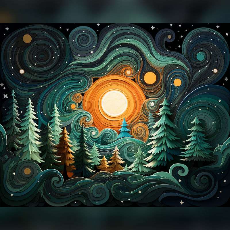 Moonlit Forest Paint by Numbers Kit | Paint On Numbers Canada